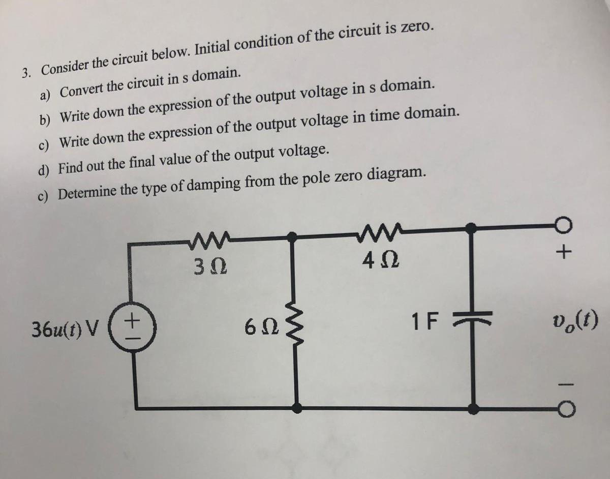 Solved 3. Consider the circuit below. Initial condition of | Chegg.com