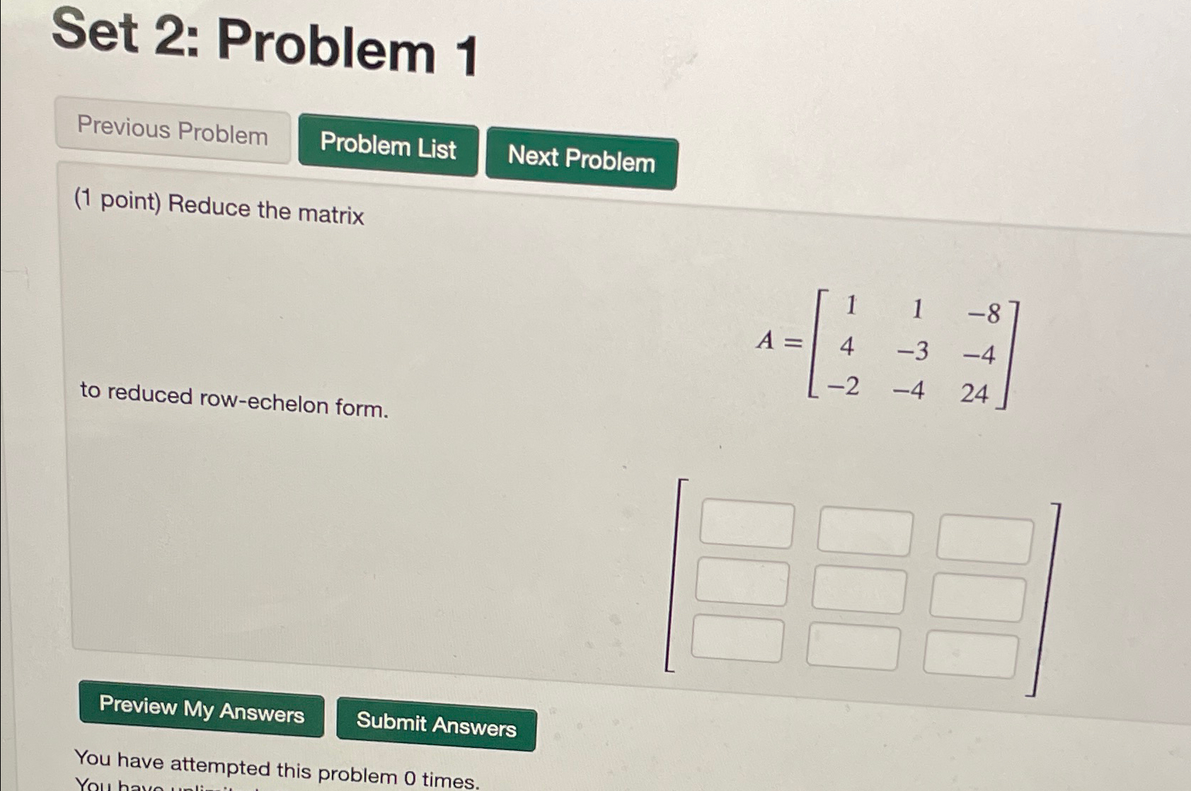 Solved Set 2: Problem 1(1 ﻿point) ﻿Reduce the | Chegg.com
