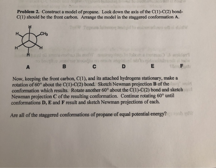 Solved Problem 2. Construct a model of propane. Look down | Chegg.com