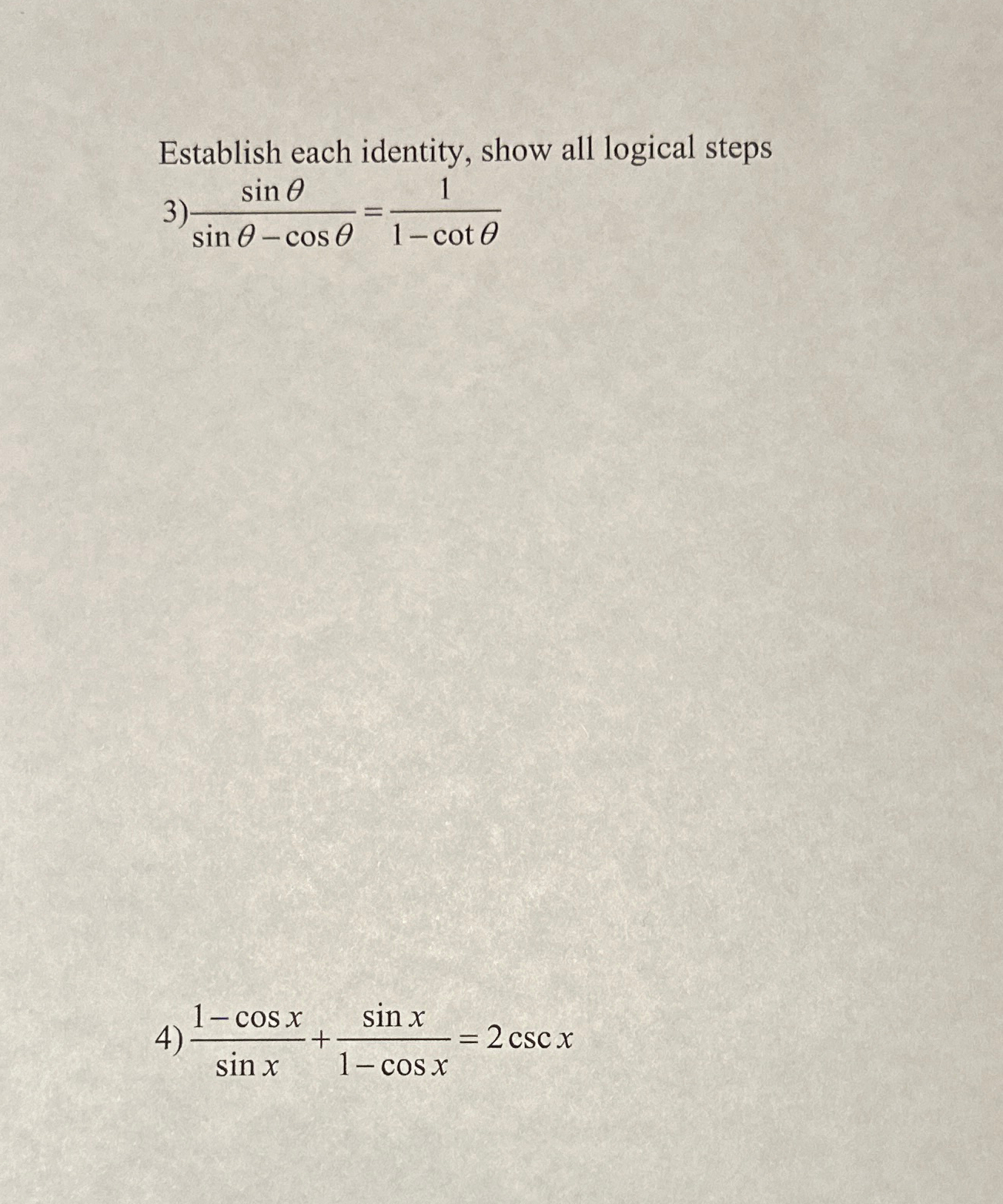 Solved Establish each identity, show all logical | Chegg.com