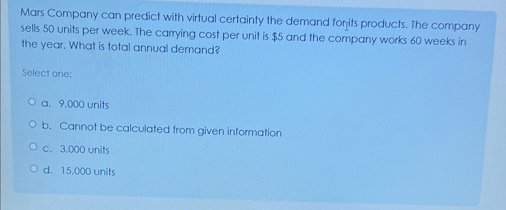 Solved Mars Company can predict with virtual certainty the | Chegg.com