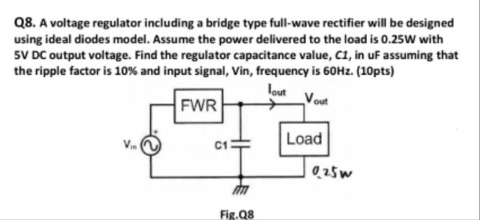 Solved Q8. A voltage regulator including a bridge type | Chegg.com