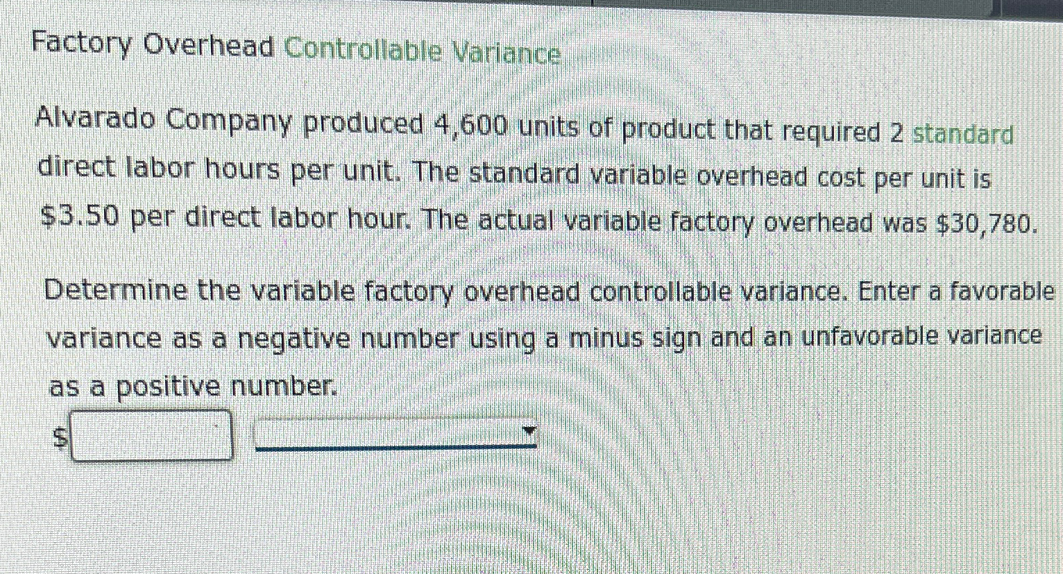 Solved Factory Overhead Controllable VarianceAlvarado | Chegg.com