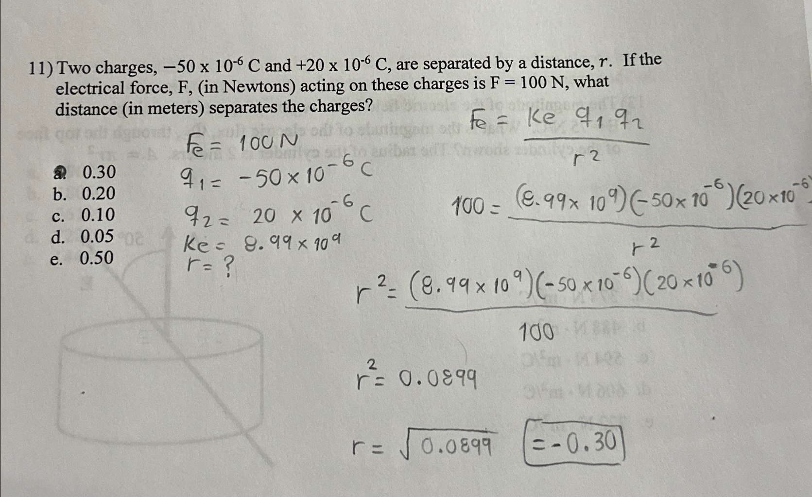 Solved Two charges, -50×10-6C ﻿and +20×10-6C, ﻿are separated | Chegg.com