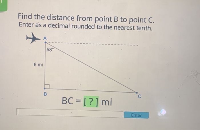 Solved Find the distance from point B to point C. Enter as a | Chegg.com