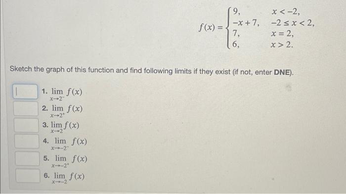 1. lim f(x) x->2 2. lim f(x) x-2+ Sketch the graph of | Chegg.com