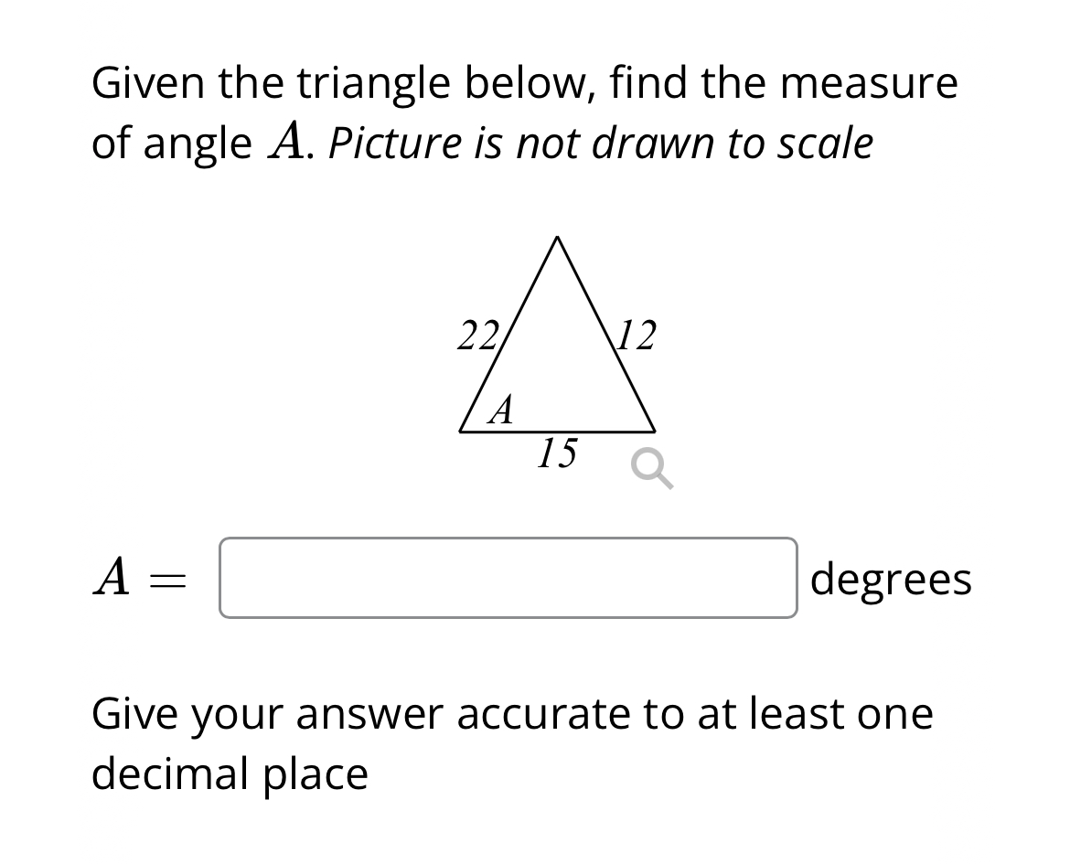 Solved Given the triangle below, find the measure of angle | Chegg.com