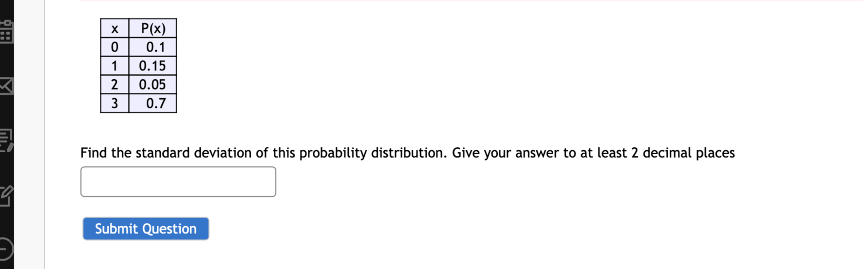 Solved Find the standard deviation of this probability | Chegg.com