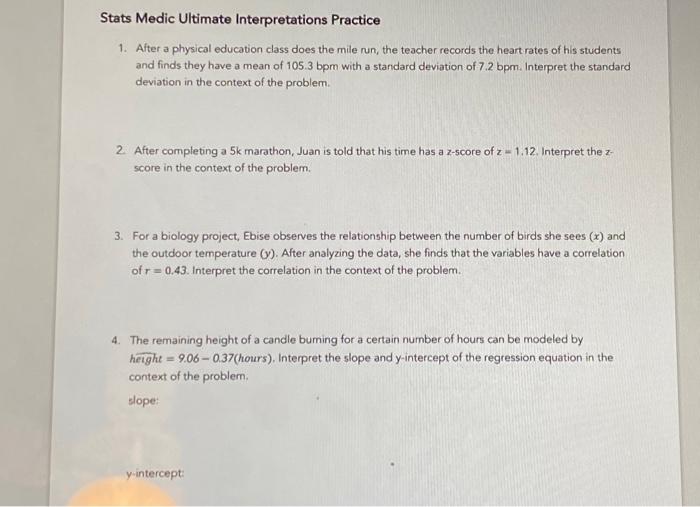 Solved Stats Medic Ultimate Interpretations Practice 1. | Chegg.com