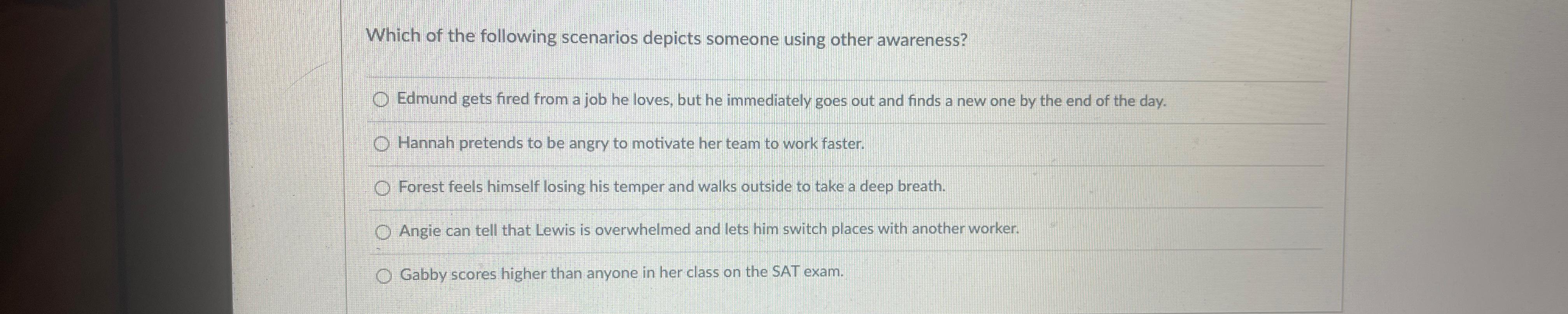 Solved Which of the following scenarios depicts someone | Chegg.com