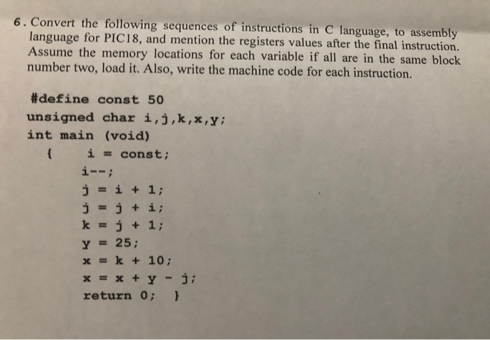 Solved 6. Convert the following sequences of instructions in | Chegg.com
