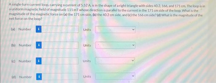 Solved A single-turn current loop, carrying a current of | Chegg.com
