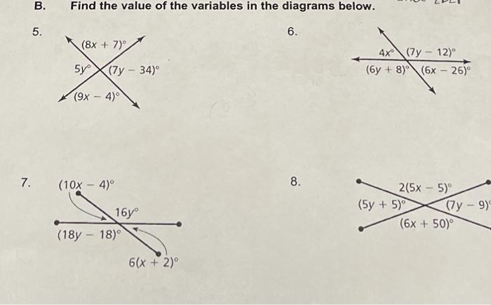 Solved Find the value of the variables in the diagrams | Chegg.com
