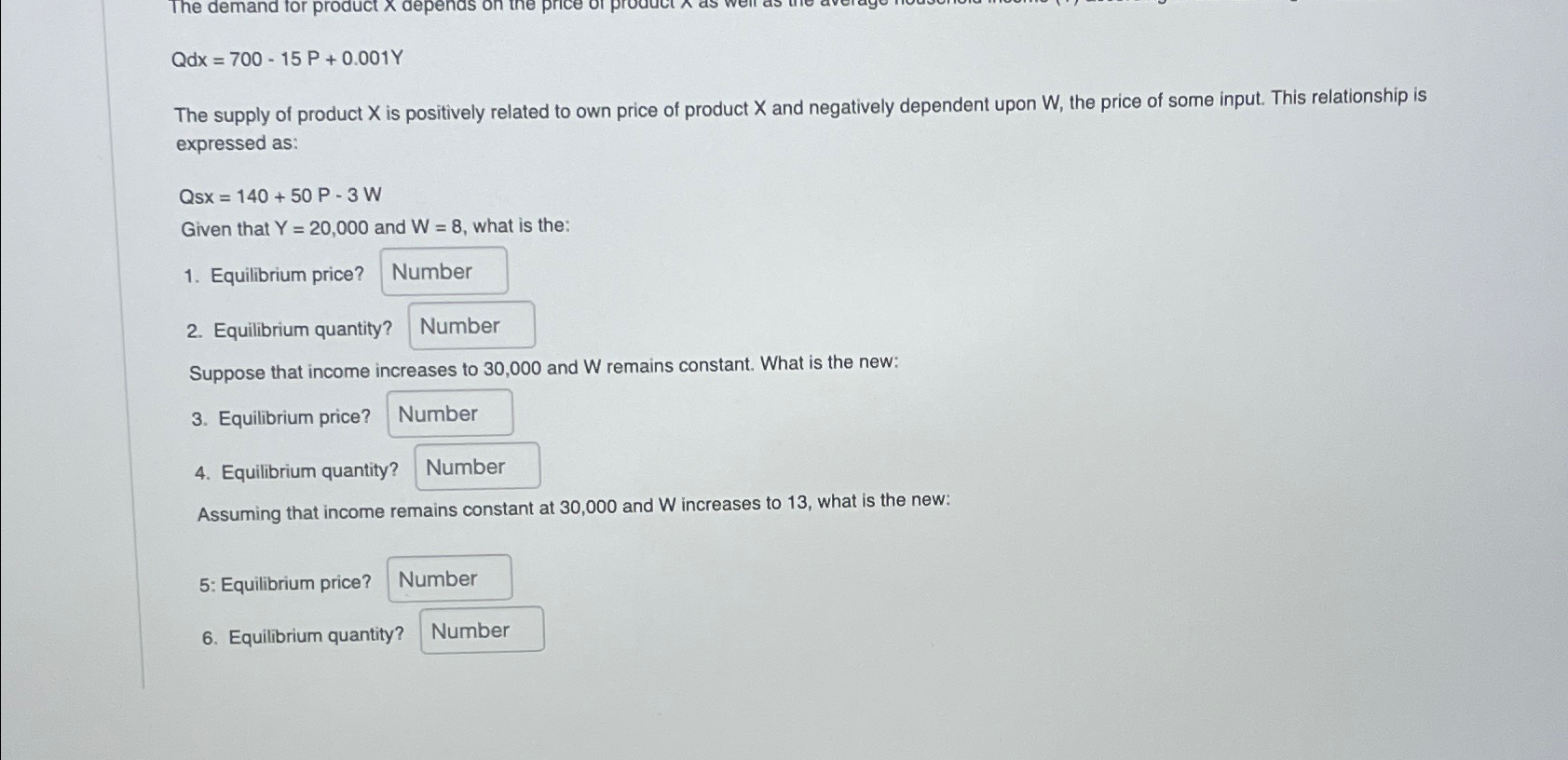 Solved Qdx=700-15P+0.001YThe supply of product x ﻿is | Chegg.com