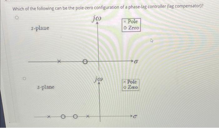 Solved Which of the following can be the pole-zero | Chegg.com