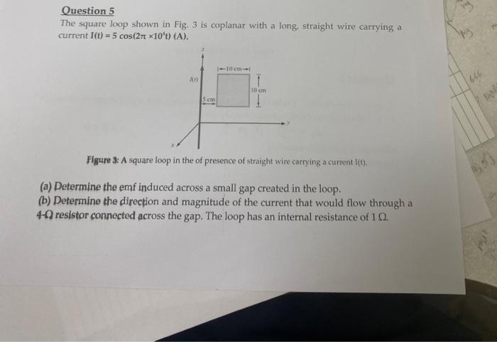 Solved Question 5 The square loop shown in Fig. 3 is | Chegg.com