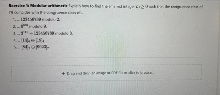Solved Exercise 1: Modular arithmetic Explain how to find | Chegg.com