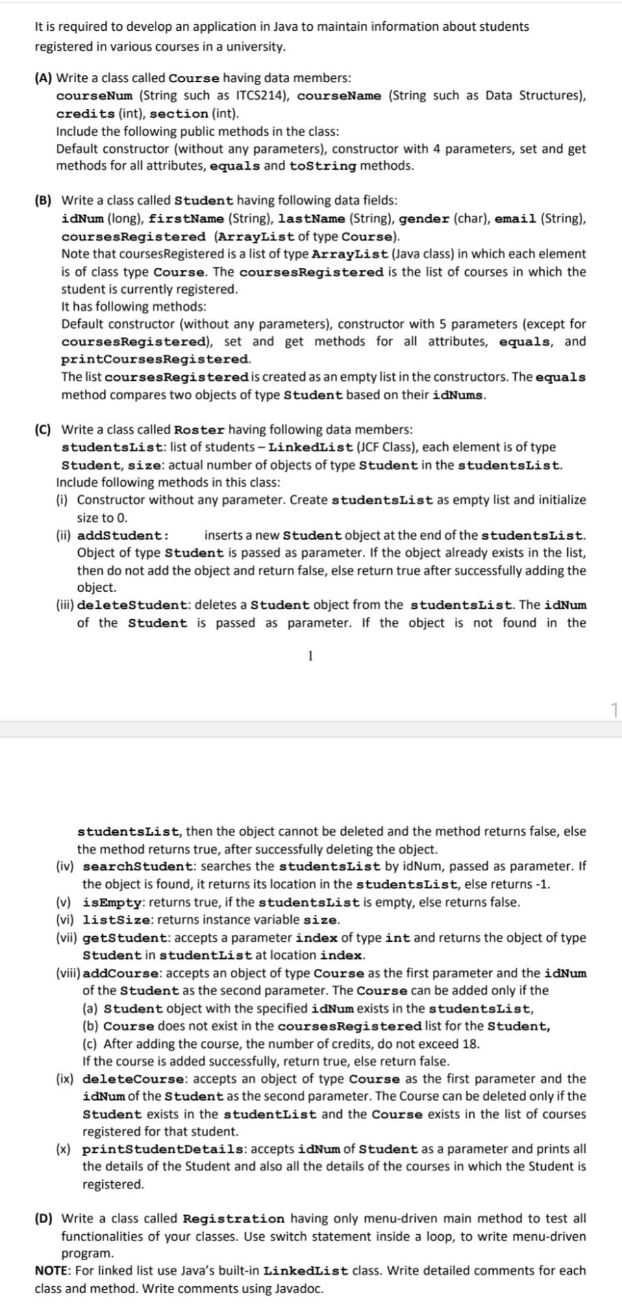 Solved It is required to develop an application in Java to | Chegg.com