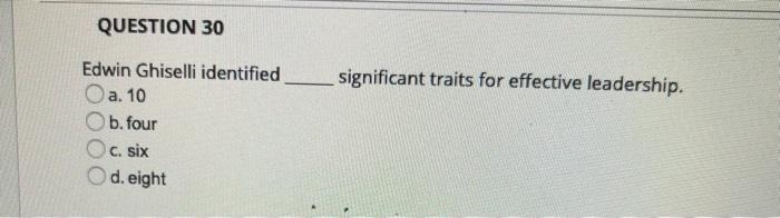 Solved Edwin Ghiselli identified significant traits for | Chegg.com