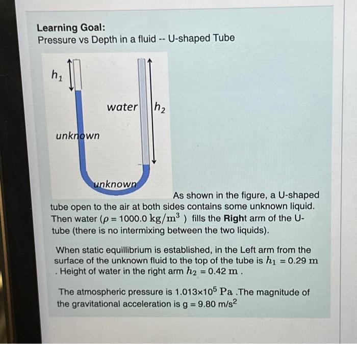 Solved Learning Goal: Pressure vs Depth in a fluid -- | Chegg.com