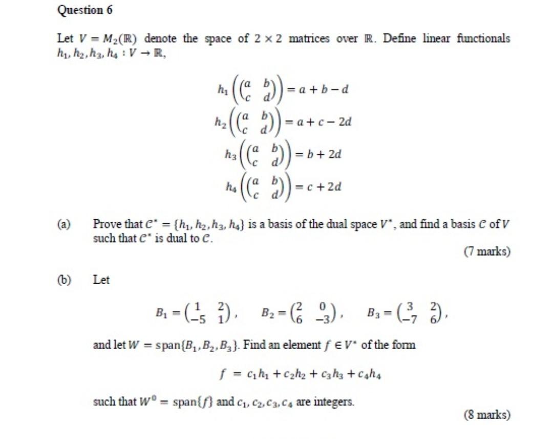 Solved Let V=M2(R) denote the space of 2×2 matrices over R. | Chegg.com