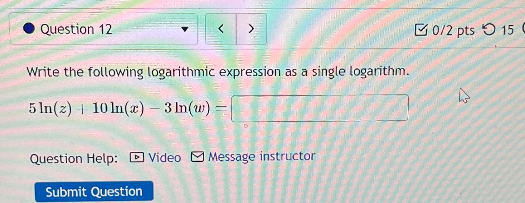Solved 30001002 -- > ﻿Assignments > 1.5 ﻿Logarithms. 5 | Chegg.com