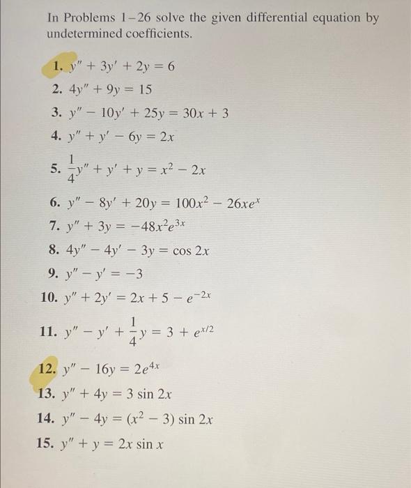 Solved In Problems 1-26 solve the given differential | Chegg.com