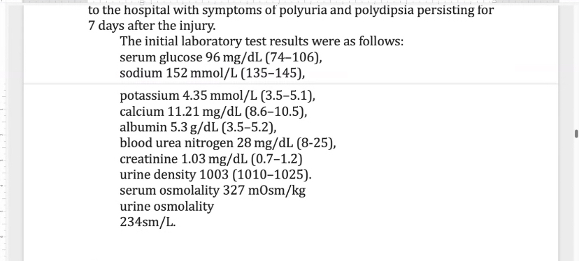 Solved to the hospital with symptoms of polyuria and | Chegg.com