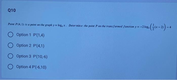 Solved Point P(4,1) is a point on the graph y=log4x. Deter | Chegg.com