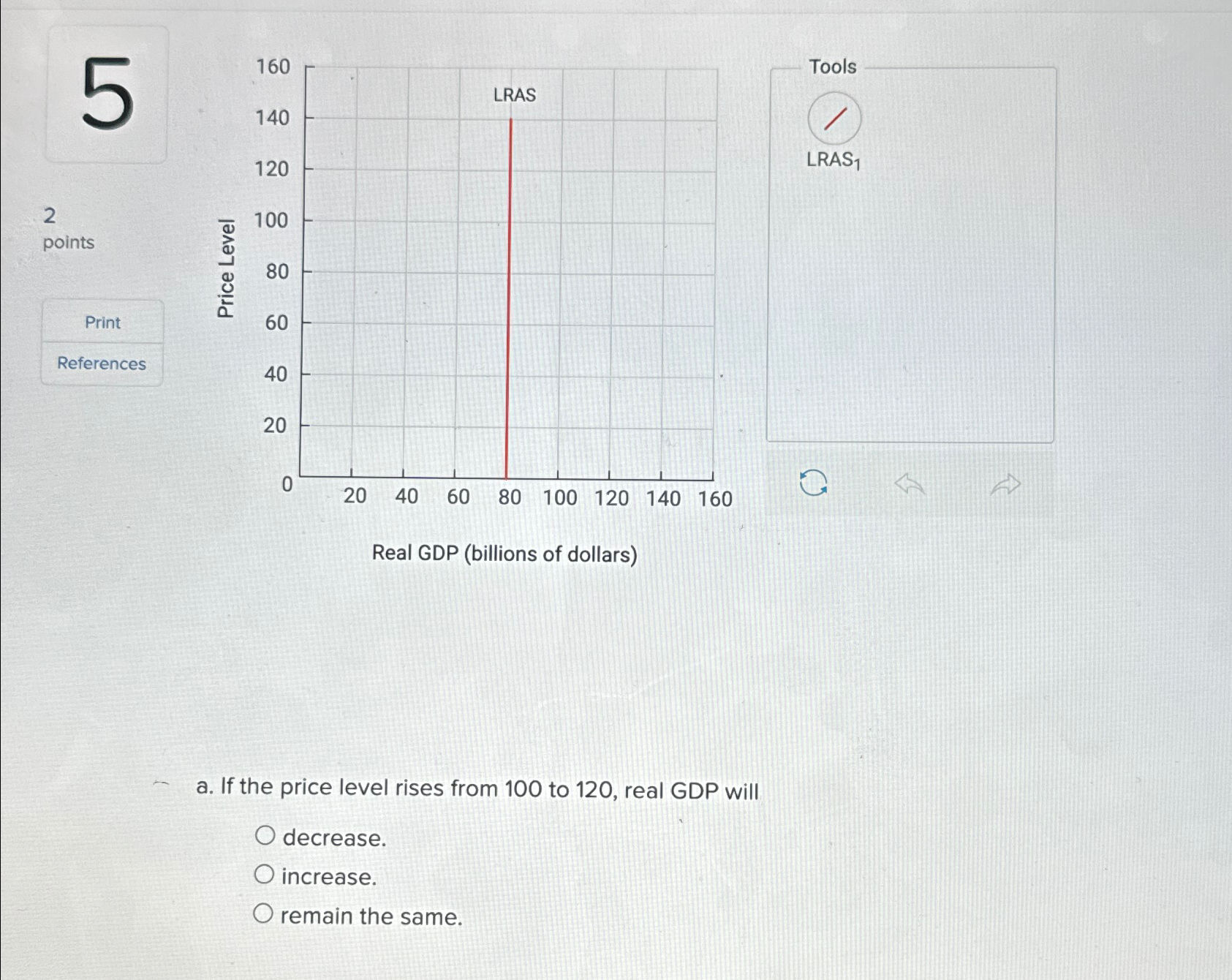 Solved a. ﻿If the price level rises from 100 ﻿to 120 , ﻿real | Chegg.com