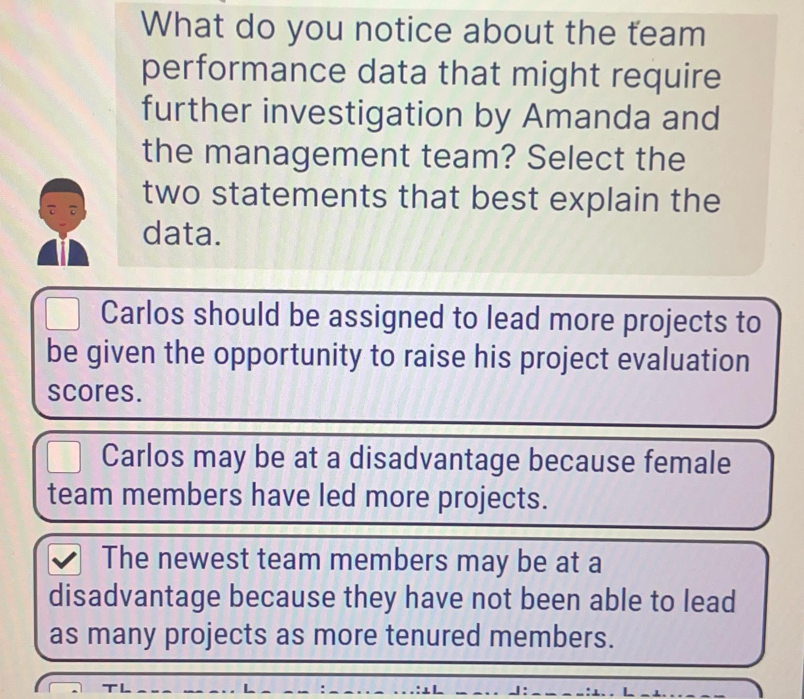 What do you notice about the team performance data | Chegg.com