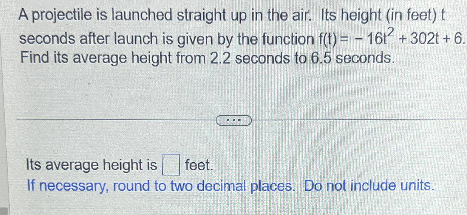 Solved A projectile is launched straight up in the air. Its | Chegg.com
