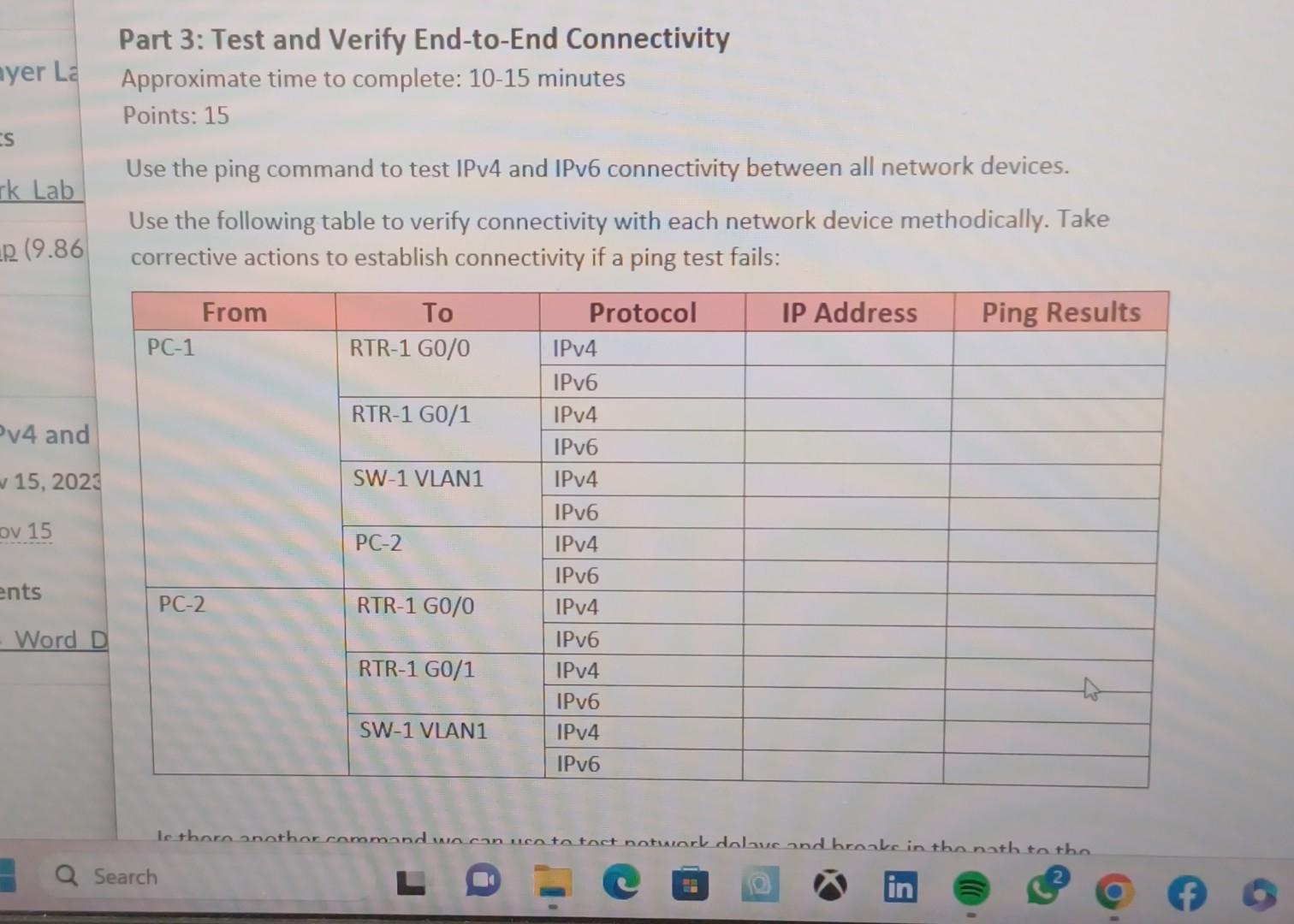 Solved Test 4 - IPv4/VLSM \& IPv6 Instructions: Create the | Chegg.com