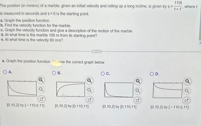 Solved The position (in meters) of a marble, given an | Chegg.com