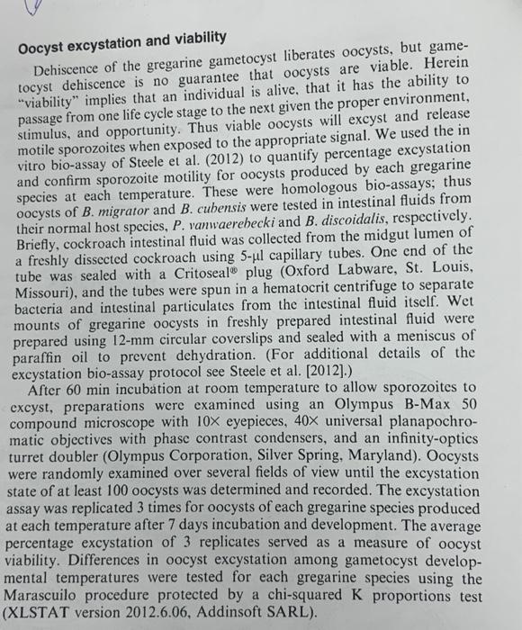 Solved draw a flowchart outlining the steps of the oocyst | Chegg.com