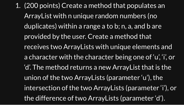 Solved 1 200 Points Create A Method That Populates An