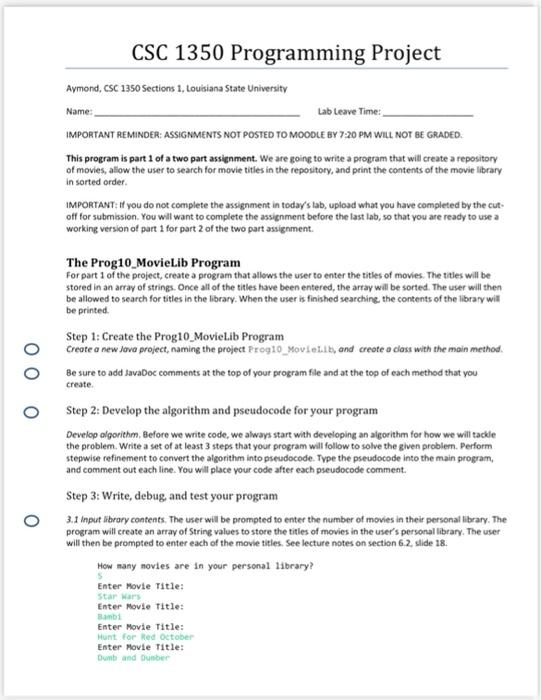 Solved IMPORTANT REMINDER: ASSIGNMENTS NOT POSTED TO MOODLE | Chegg.com