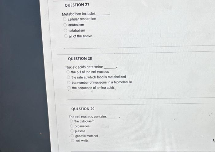 Solved Metabolism includes cellular respiration anabolism | Chegg.com