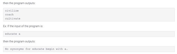 Solved Given a set of text files containing synonyms for | Chegg.com