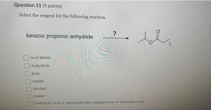 Solved Select the reagent for the following reaction. | Chegg.com