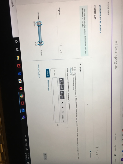 Solved ME 3403 - Spring 2020 H, shakil Sign Out Help Course | Chegg.com