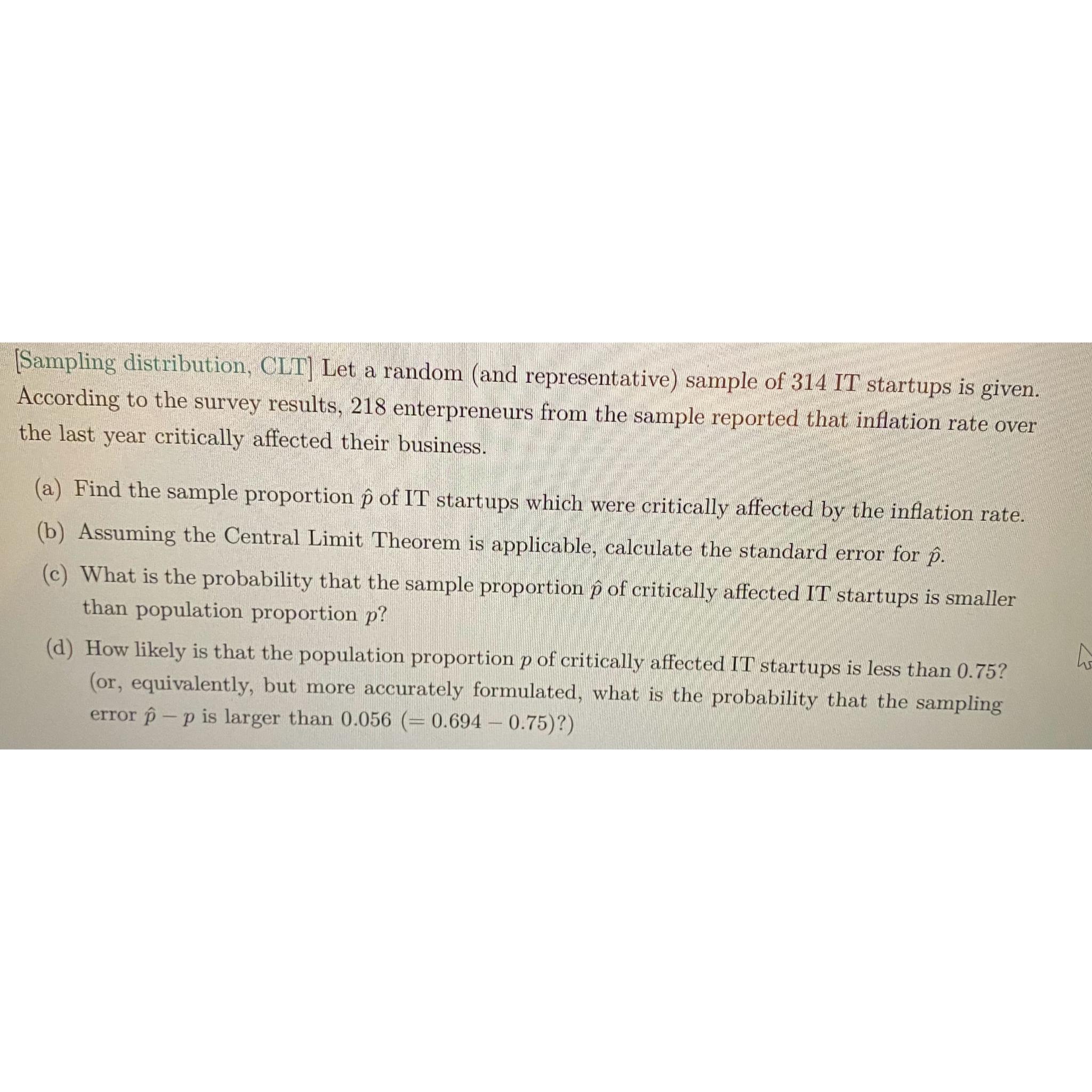 Solved [Sampling distribution, CLT] ﻿Let a random (and | Chegg.com