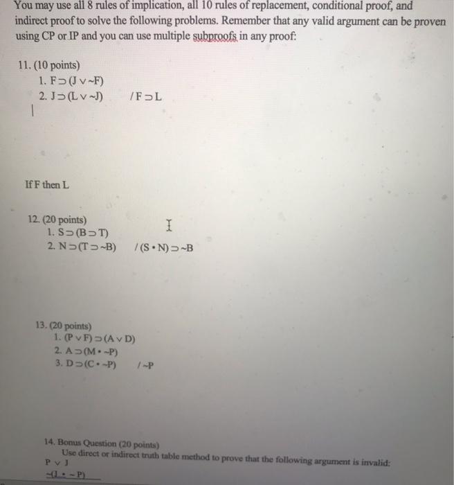 Solved You may use all 8 rules of implication, all 10 rules | Chegg.com
