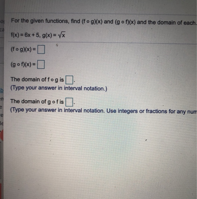 Solved For the given functions, find (fog)(x) and (gof)(x) | Chegg.com