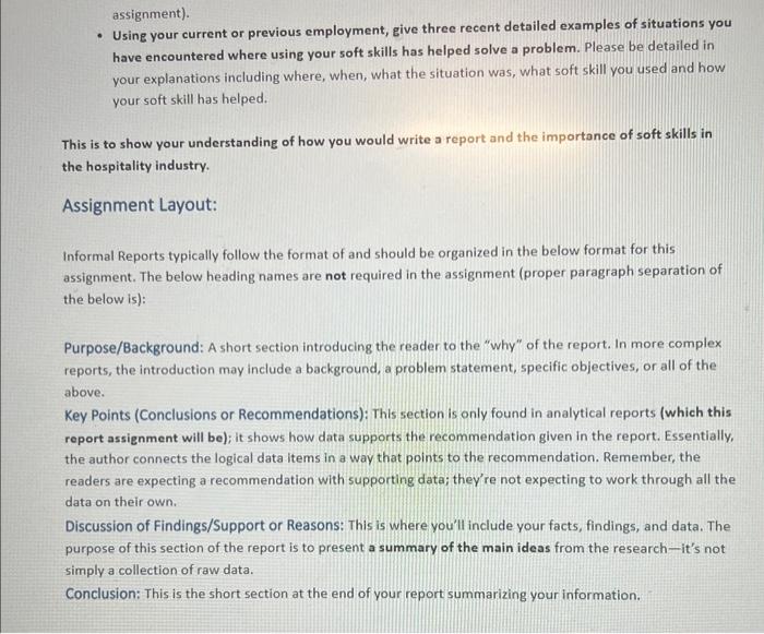 Written Assignment \# 2 - Informal Report ( 15% of | Chegg.com