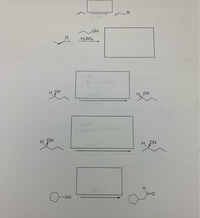 Solved Br LOH H2SO4 н он H CN Н. Он HCN H. CN | Chegg.com