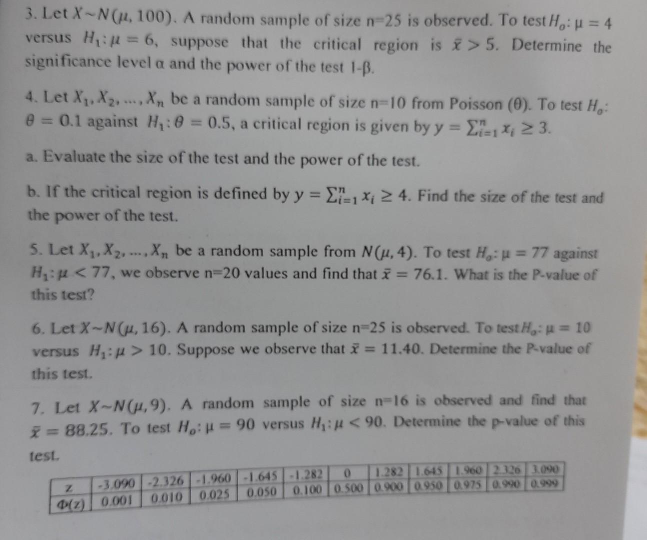 Solved 3. Let X∼N(μ,100). A random sample of size n=25 is | Chegg.com