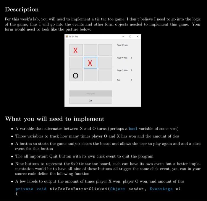Solved Description For this week's lab, you will need to | Chegg.com
