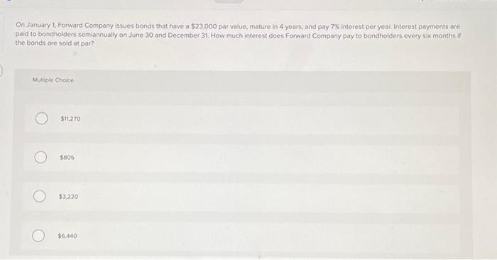 Solved On January 1, Forward Company issues bonds that have | Chegg.com