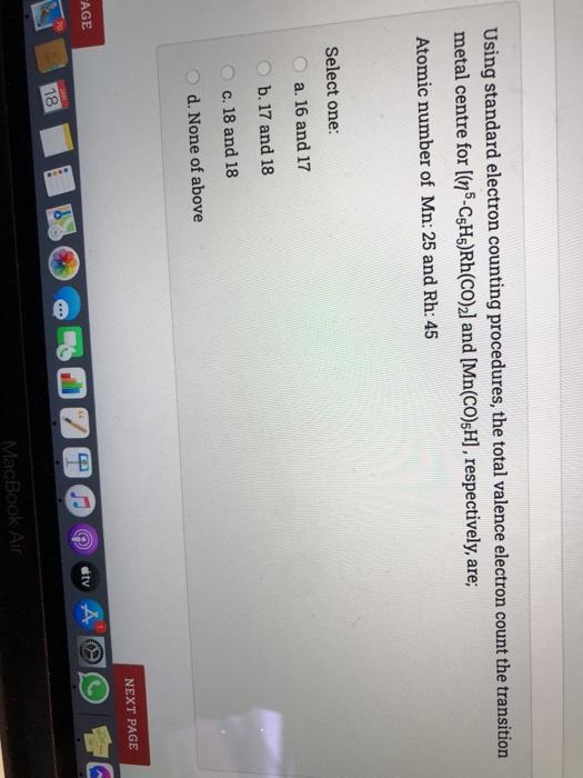 Solved Using standard electron counting procedures, the | Chegg.com